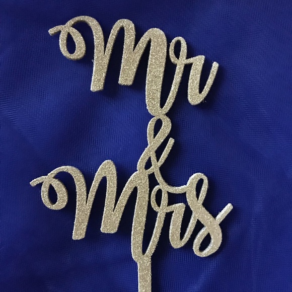 Party Supplies | Mr And Mrs Gold Glitter Cake Topper | Poshmark